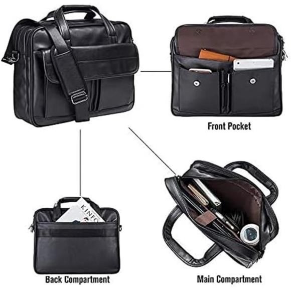 Bags | Mens Leather Messenger Bag 173 Inches Laptop Briefcase Business ...